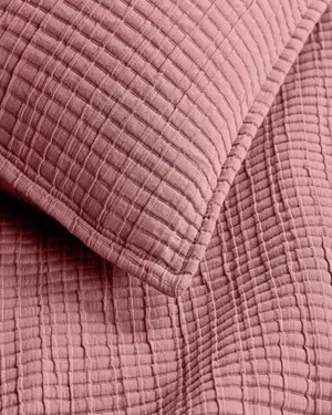 Quince Organic Ribbed Cotton Coverlet Set - Plum