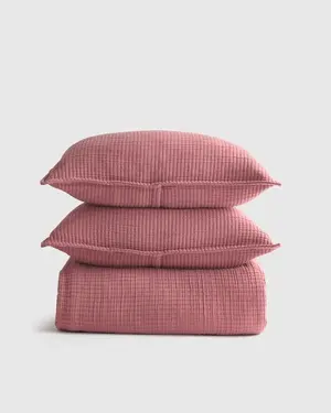 Quince Organic Ribbed Cotton Coverlet Set - Plum
