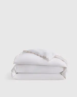 Quince Organic Ribbed Cotton Coverlet Set White/rose