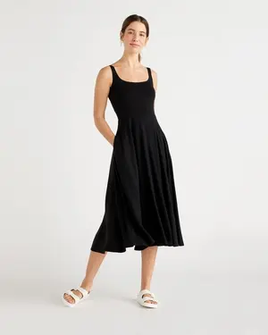 Quince Knit Fit & Flare Dress - Black
