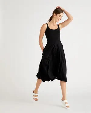 Quince Knit Fit & Flare Dress - Black