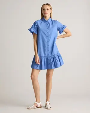 Quince Knit Fit & Flare Dress True Blue