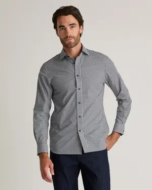 Quince Stretch Poplin Dress Shirt - Navy Gingham