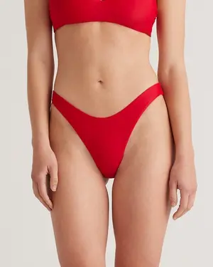 Quince Italian High-leg Bikini Bottom - Cherry