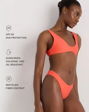 Quince Italian High-leg Bikini Bottom - Sunset Orange