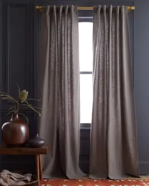 Quince Cotton Slub Curtain Single Panel - Grey