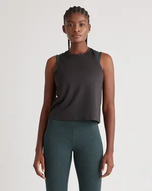 Quince Flowknit Breeze High-neck Tank Top - Black