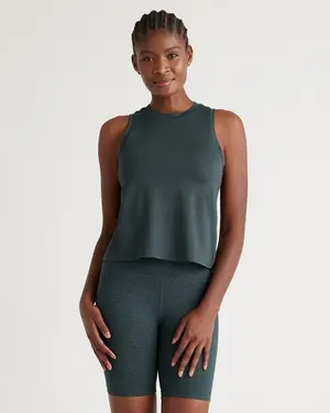 Quince Flowknit Breeze High-neck Tank Top - Heather Green