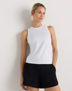 Quince Flowknit Breeze High-neck Tank Top - White