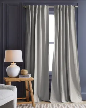 Quince Cotton Slub Room Darkening Curtain Single Panel - Cloud