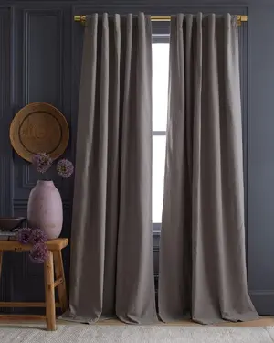 Quince Cotton Slub Room Darkening Curtain Single Panel - Grey