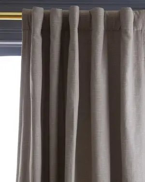 Quince Cotton Slub Room Darkening Curtain Single Panel - Grey