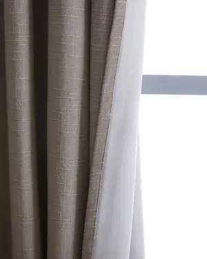 Quince Cotton Slub Room Darkening Curtain Single Panel - Grey