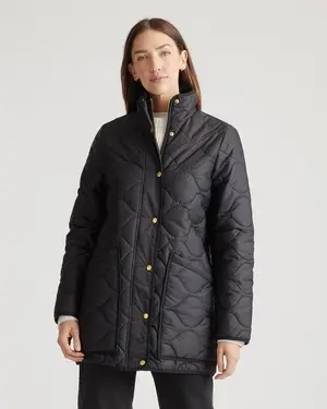 Quince Featherless Quilted Long Puffer Jacket - Black