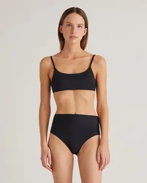 Quince Italian Scoop Neck Bikini Top - Black