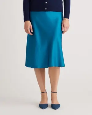 Quince Washable Silk Midi Skirt - Celestial