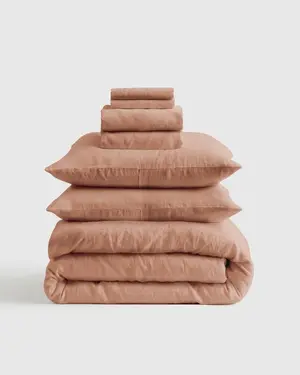 Quince European Linen Stripe Duvet Desert Sunset