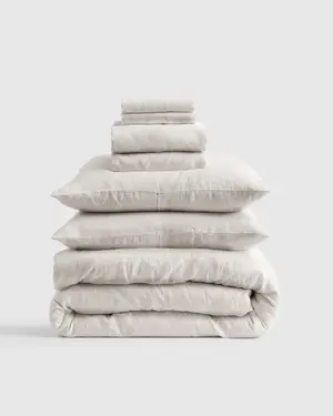 Quince European Linen Stripe Duvet Sand