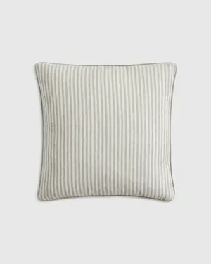 Quince European Linen Stripe Duvet Willowleaf/white Stripe