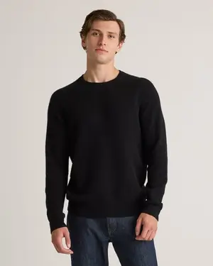 Quince Mongolian Cashmere Waffle Knit Sweatshirt - Black
