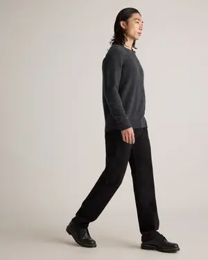 Quince Mongolian Cashmere Waffle Knit Sweatshirt - Heather Charcoal