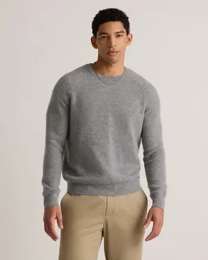 Quince Mongolian Cashmere Waffle Knit Sweatshirt - Heather Grey