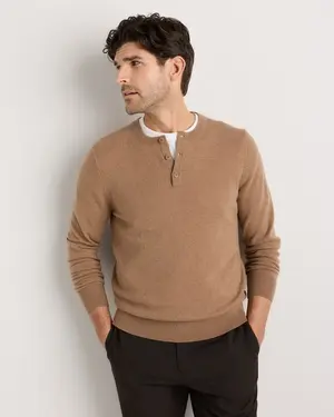 Quince Cashmere Henley Sweater - Teak