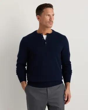 Quince Cashmere Henley Sweater - True Navy