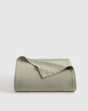 Quince European Linen Box Quilt Set, Size Full/queen Dried Sage