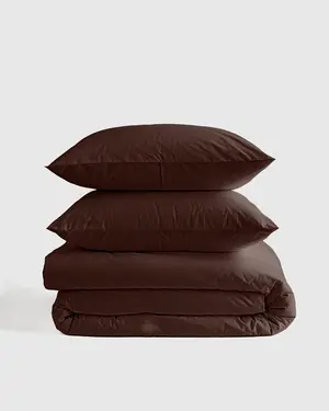 Quince European Linen Box Quilt Set, Size - Espresso