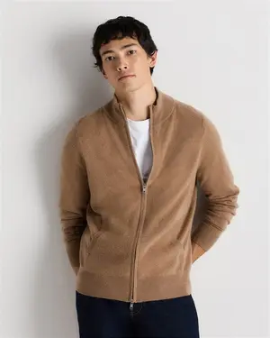 Quince Mongolian Cashmere Full Zip Sweater - Teak