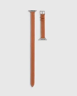 Quince Leather Double Wrap Smartwatch Band Cognac