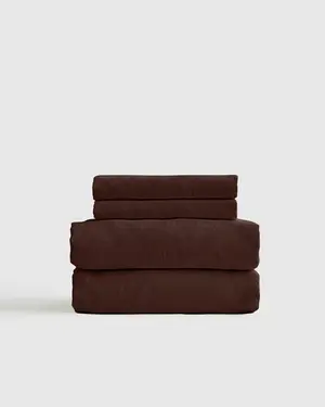 Quince Organic Brushed Cotton Sheet Set - Espresso