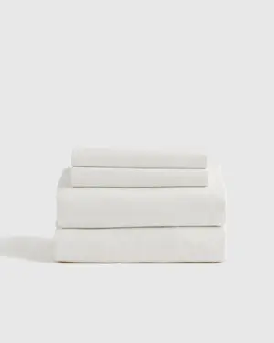 Quince Organic Brushed Cotton Sheet Set - White