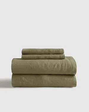 Quince European Linen Pillowcase Set Aloe