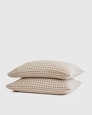 Quince European Linen Pillowcase Set - Cafe Gingham