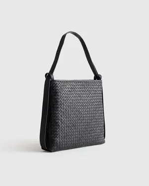 Quince Italian Leather Handwoven Convertible Backpack - Black