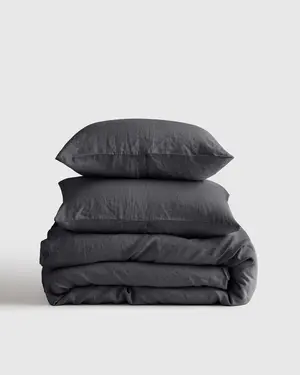 Quince European Linen Duvet Cover Set - Charcoal