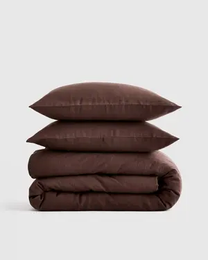 Quince European Linen Duvet Cover Set Espresso