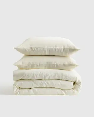 Quince European Linen Duvet Cover Set Ivory