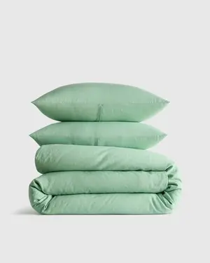 Quince European Linen Duvet Cover Set - Jade