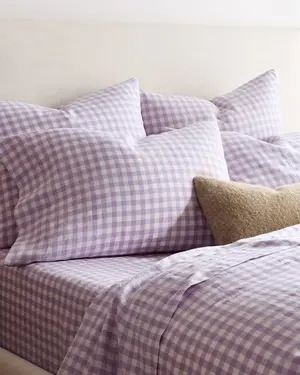 Quince European Linen Duvet Cover Set - Lavender Gingham