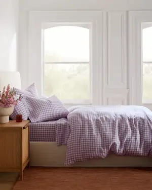 Quince European Linen Duvet Cover Set - Lavender Gingham