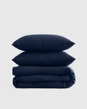 Quince European Linen Duvet Cover Set Navy