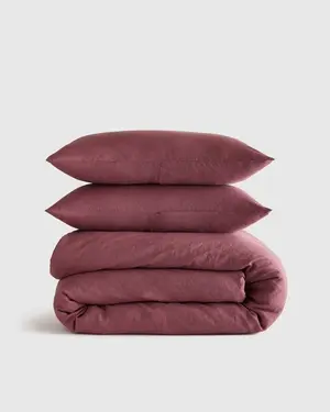 Quince European Linen Duvet Cover Set - Plum