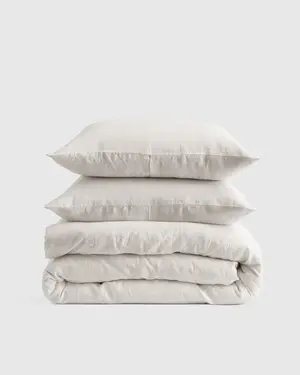 Quince European Linen Duvet Cover Set - Sand