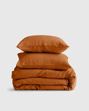 Quince European Linen Duvet Cover Set Terracotta