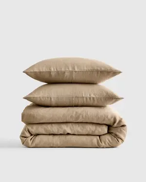 Quince European Linen Duvet Cover Set - Toffee
