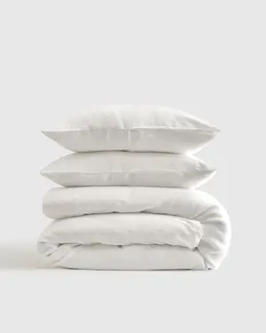 Quince European Linen Duvet Cover Set White