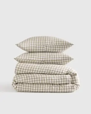 Quince European Linen Duvet Cover Set - Willowleaf Gingham